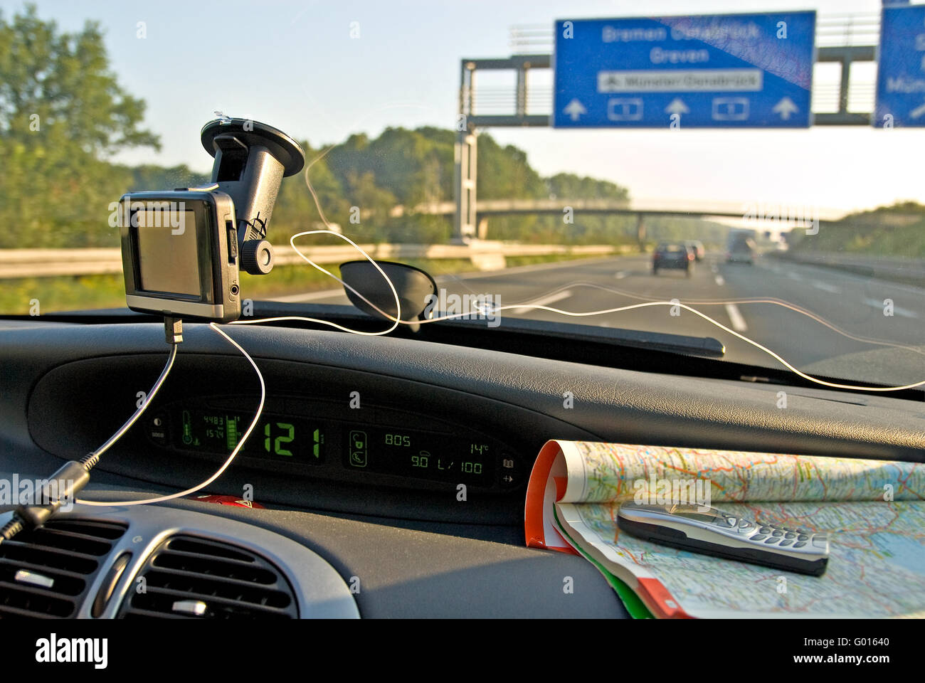 Looking through the windshield of a car while driv Stock Photo - Alamy