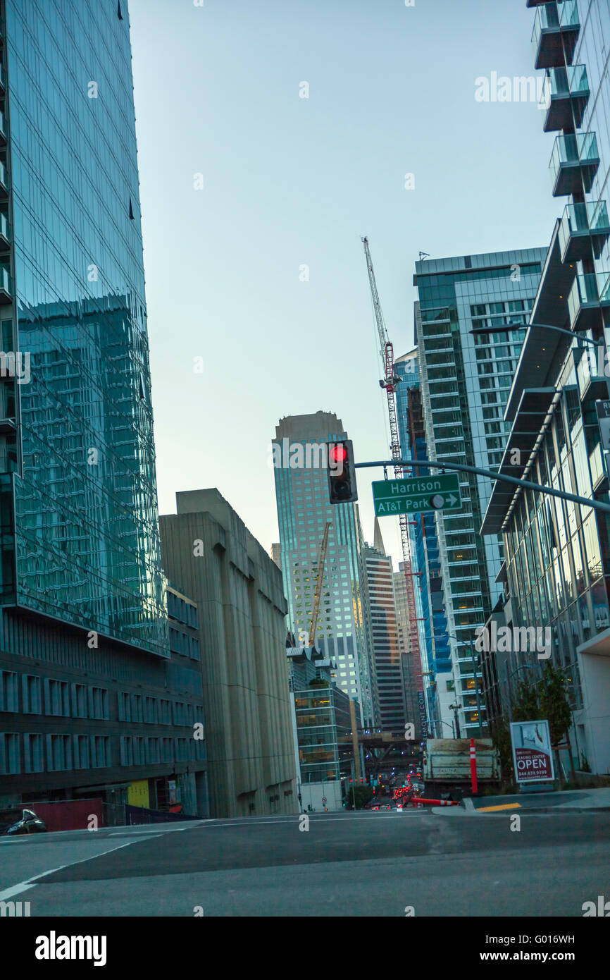 Skyscrapers and new construction in SoMa-Rincon Hill area(south of ...