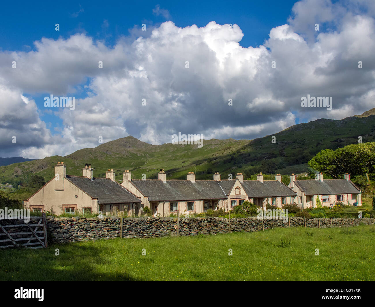 A row of Almshouses at Ulpha in the Duddon Valley Stock Photo - Alamy