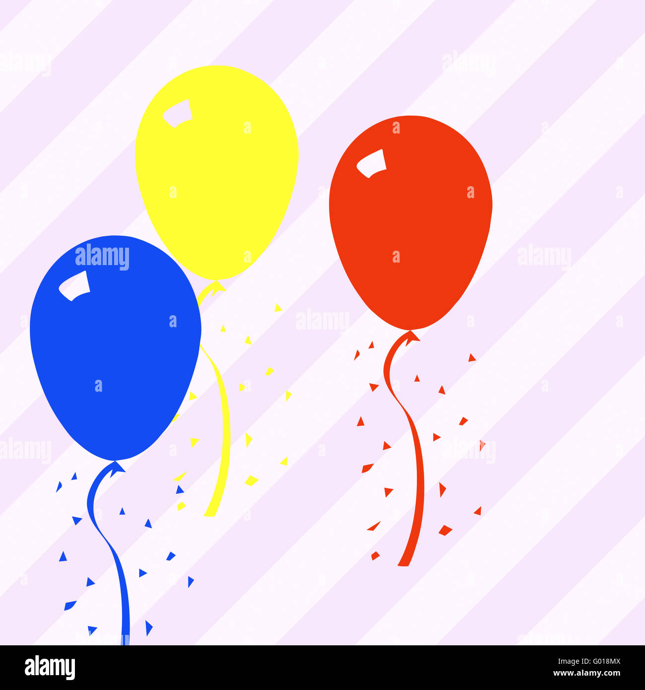 balloons in primary colors dancing fort lined background Stock Photo ...
