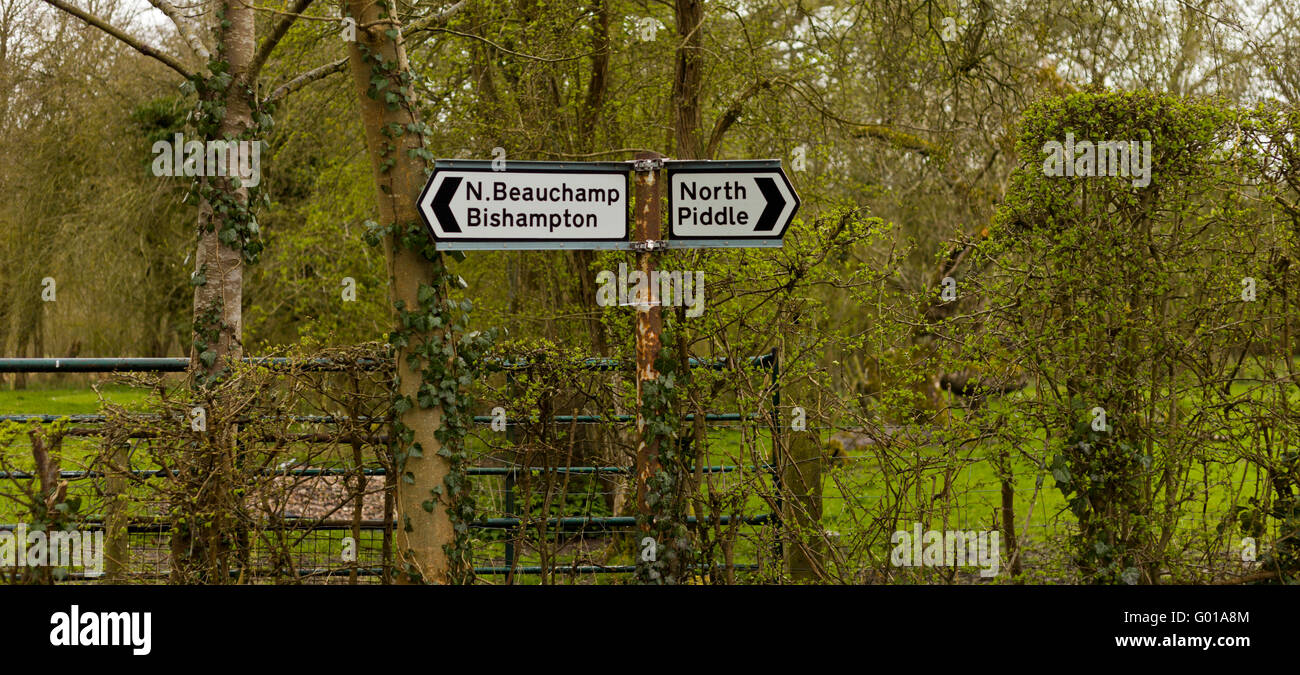 Sign for North Piddle, a village in Worcestershire, England UK Stock ...