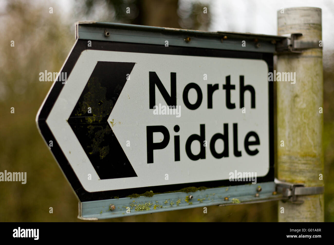 Sign for North Piddle, a village in Worcestershire, England UK Stock ...