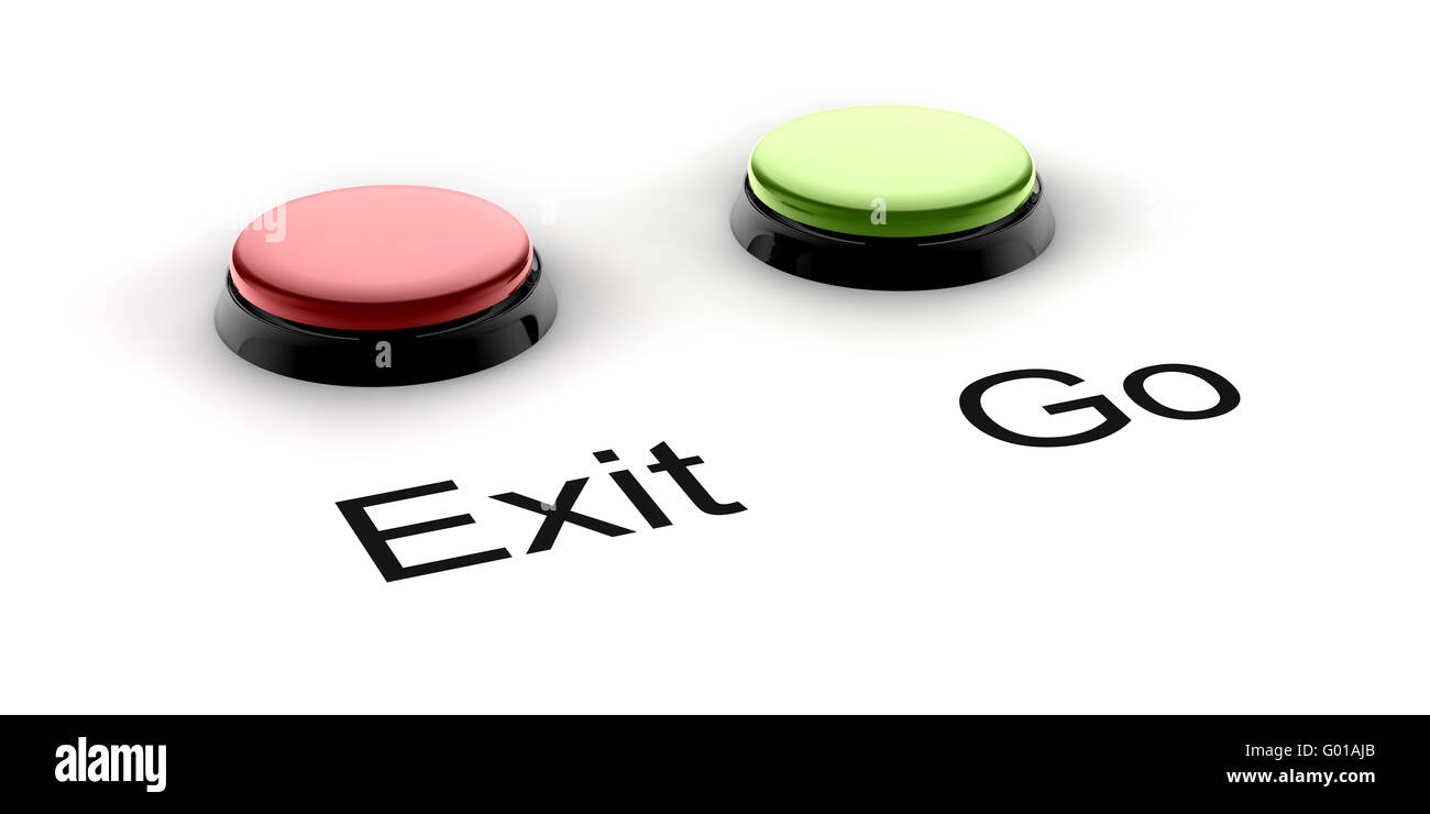 A green and red buzzer button for exit and go Stock Photo - Alamy