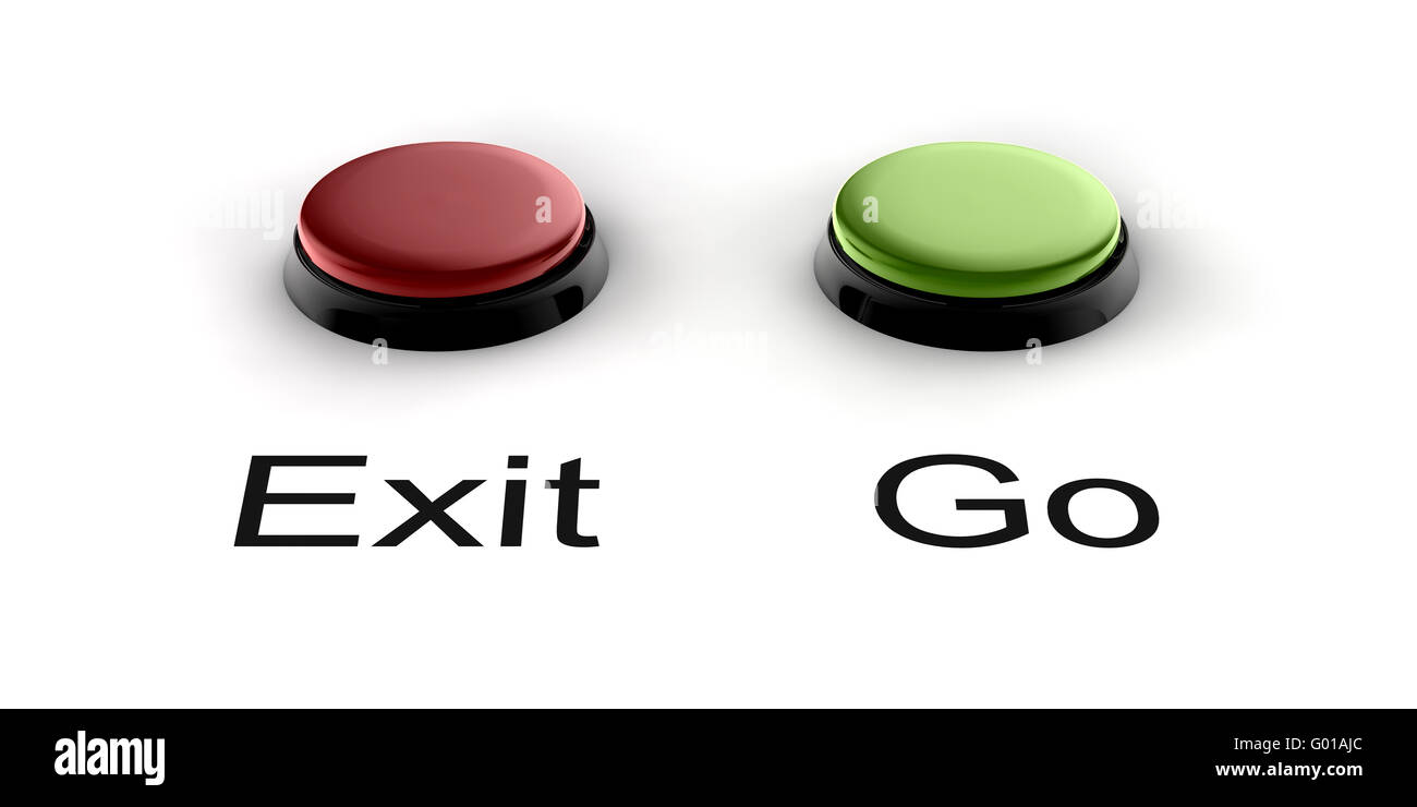 A green and red buzzer button for exit and go Stock Photo - Alamy