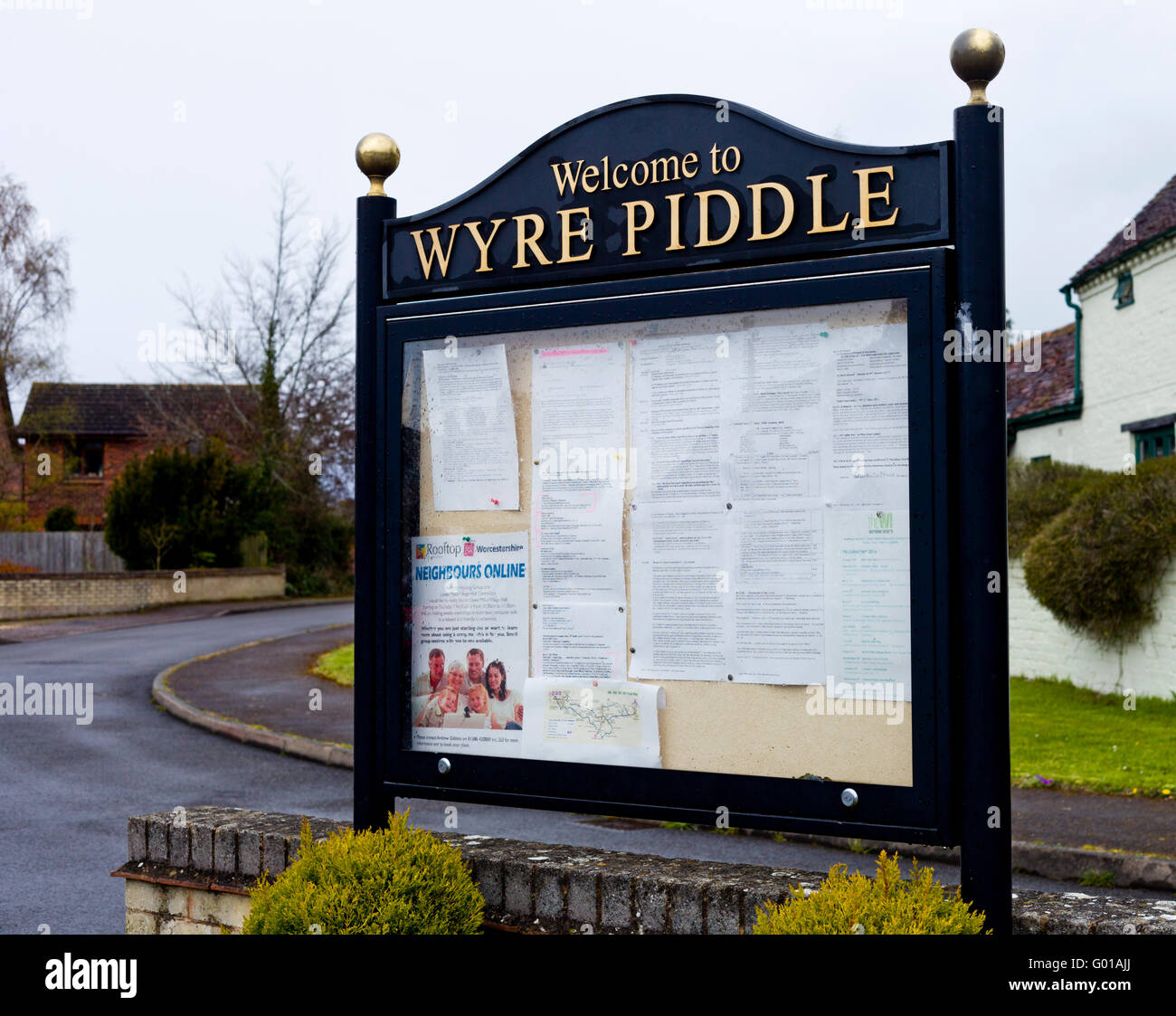 Sign for Wyre Piddle, a village in Worcestershire, England UK Stock ...