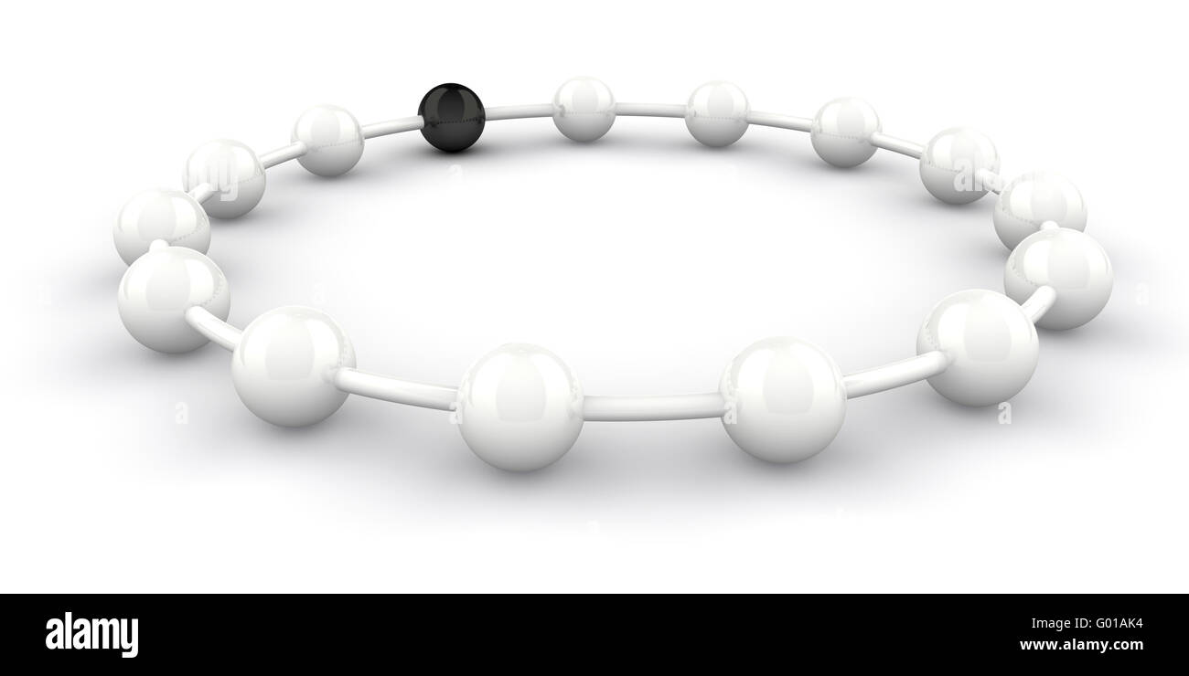 One ring of white with one black ball Stock Photo - Alamy