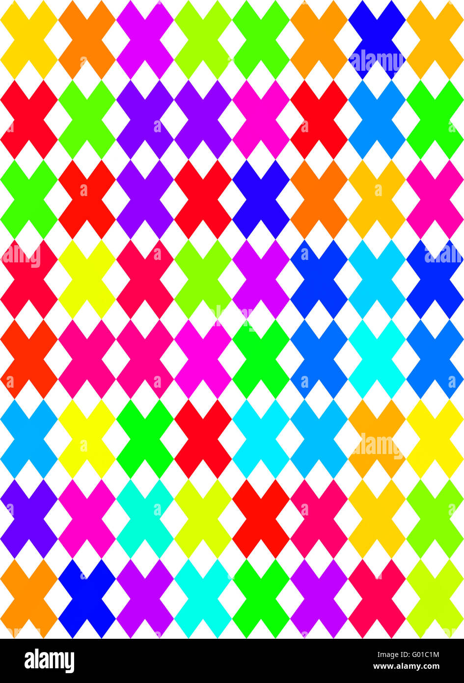 seamless texture of vibrant colored cross shapes on white background ...