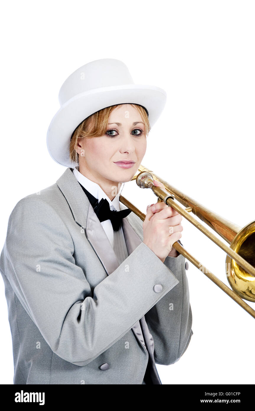 Woman playing trombone hi-res stock photography and images - Alamy