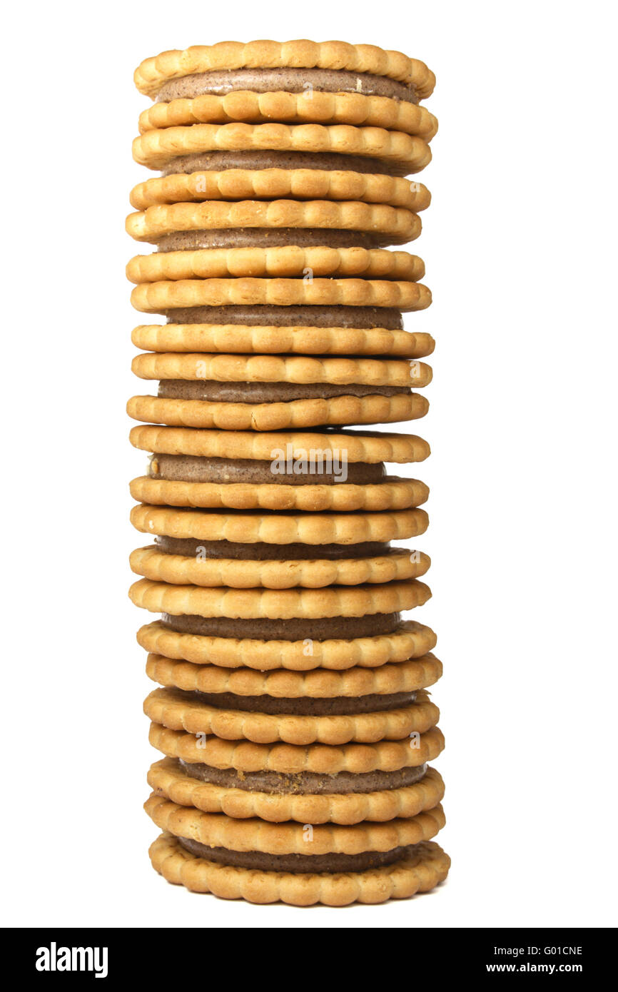 stack of cookies isolated on white background Stock Photo - Alamy