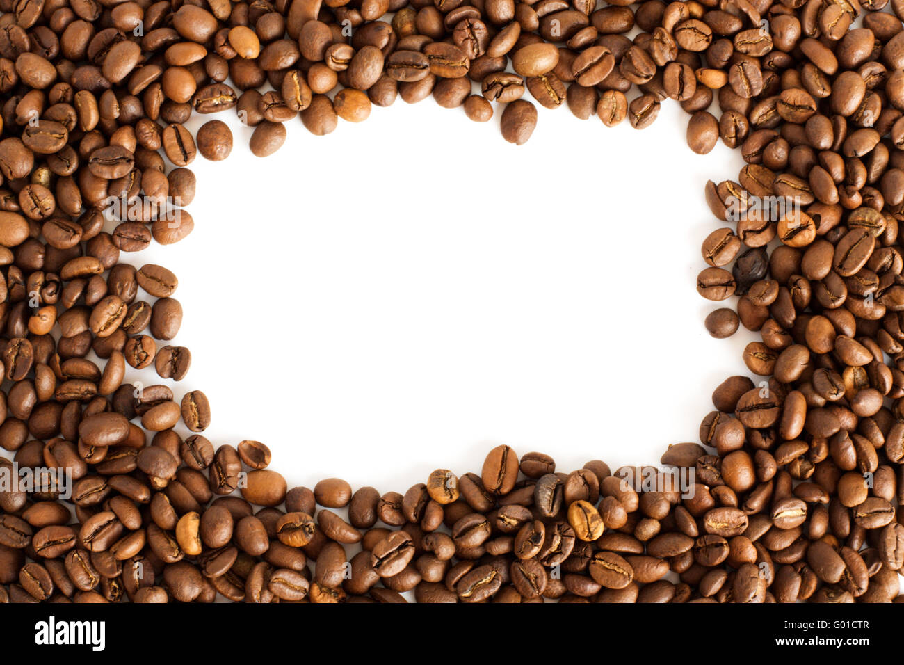 frame of coffee beans isolated on white background Stock Photo - Alamy
