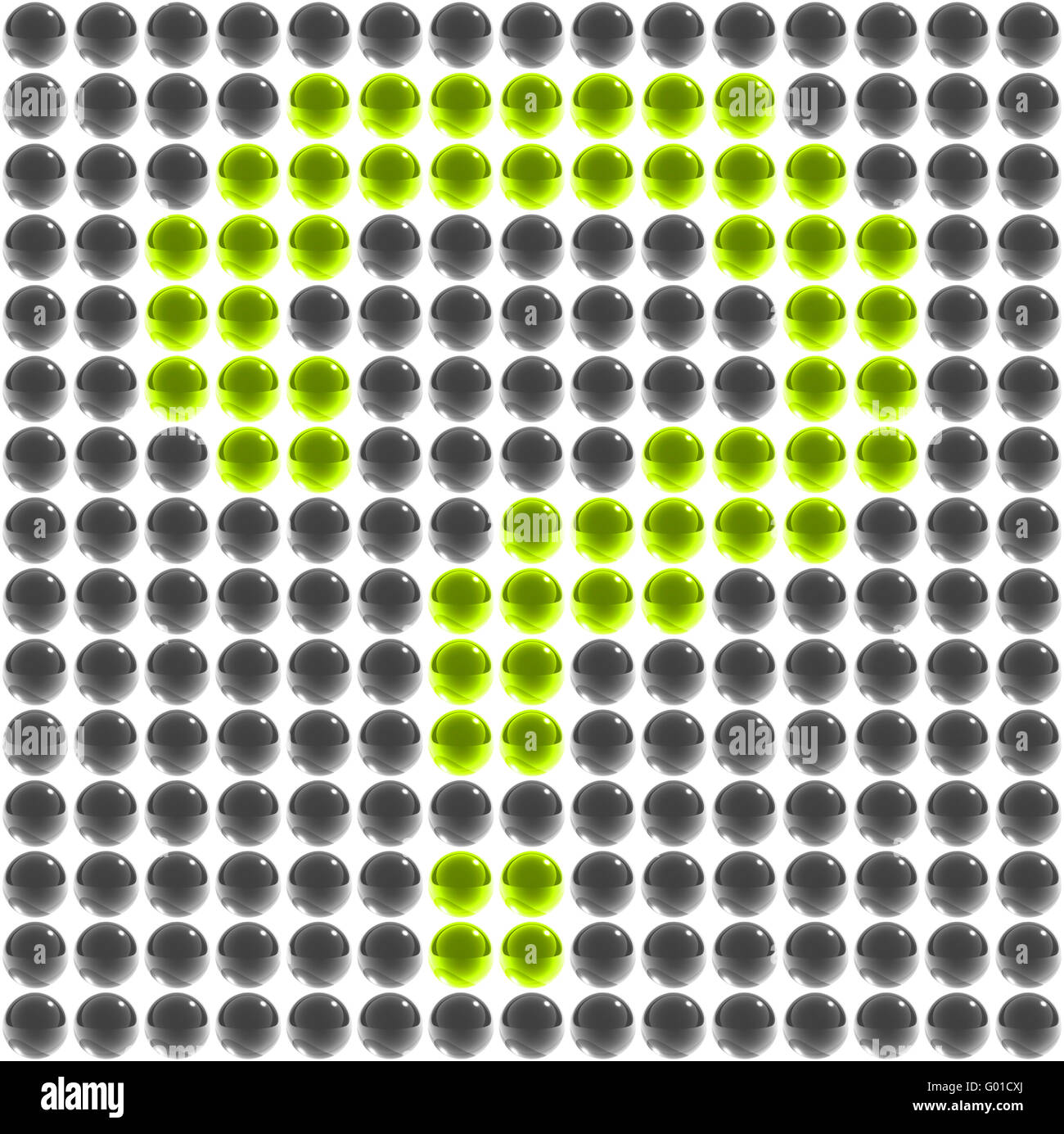 bright green question mark in the field of spheres Stock Photo - Alamy