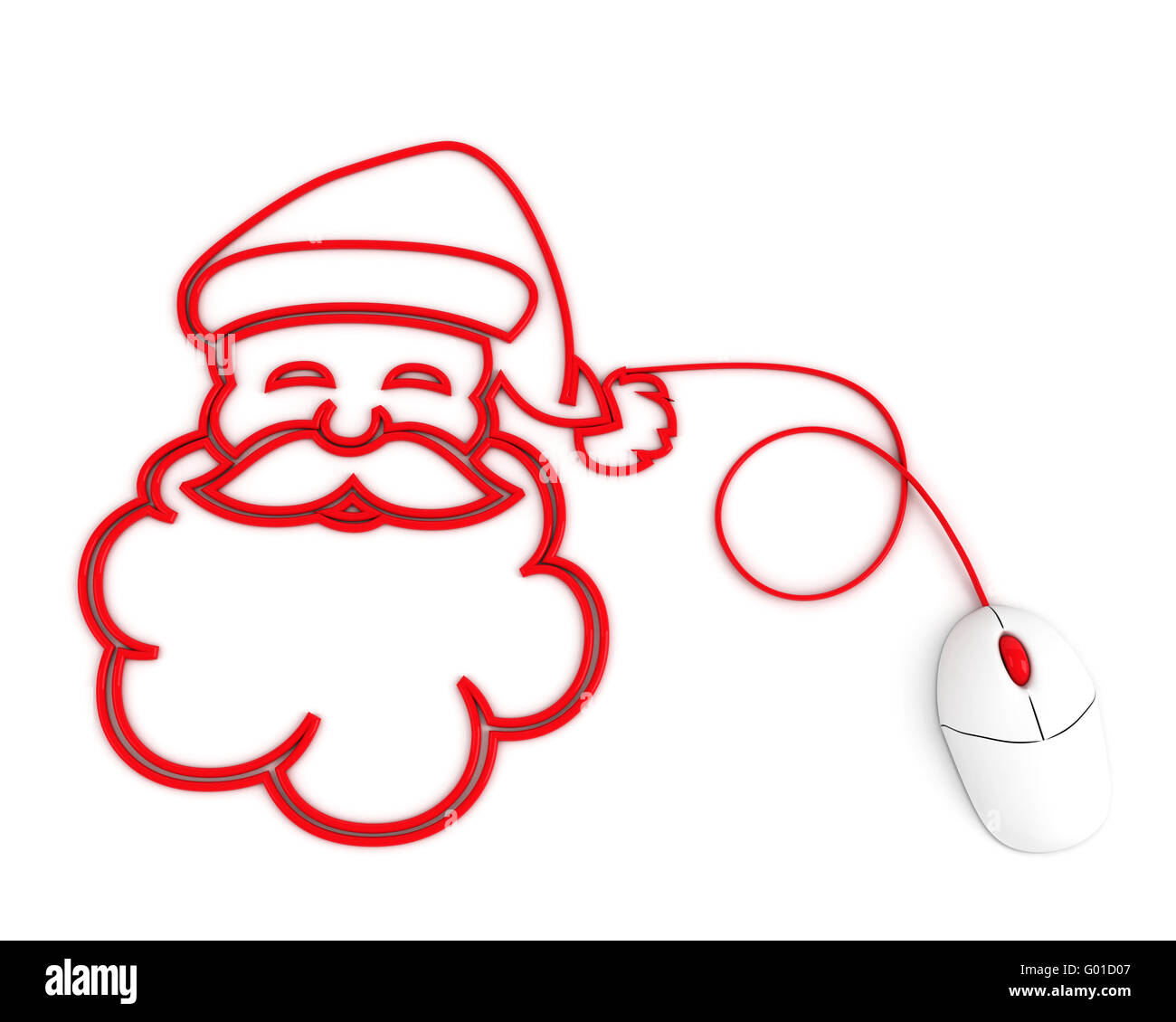 smiling Santa depicted with computer mouse cable Stock Photo - Alamy