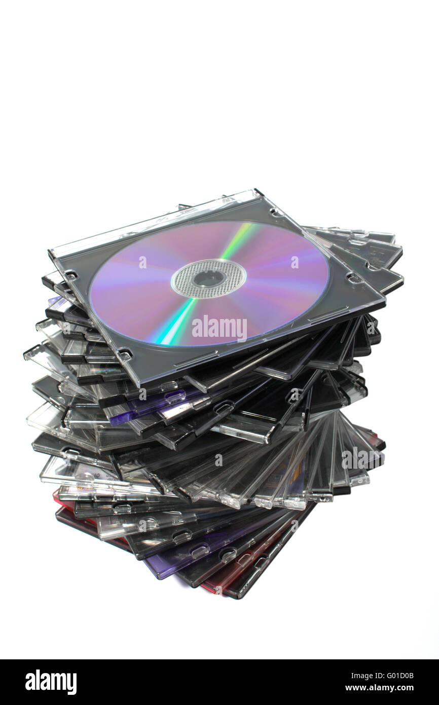 Pile of CD on a white background it is isolated Stock Photo - Alamy