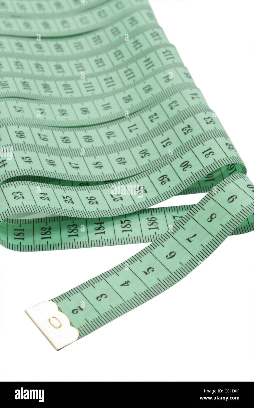 green tape measure isolated on white with clipping pach Stock Photo - Alamy