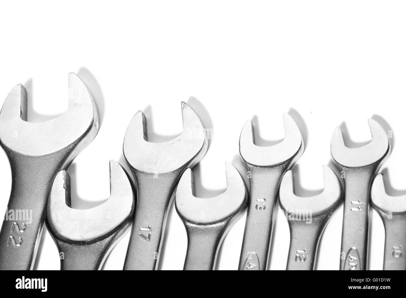 set of wrenches on a white background is isolated Stock Photo - Alamy