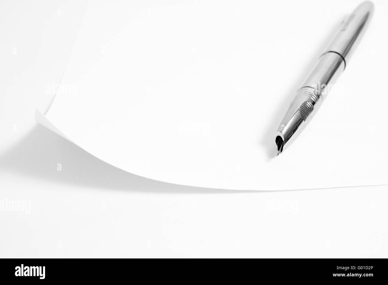 Pen on contract page Black and White Stock Photos & Images - Alamy