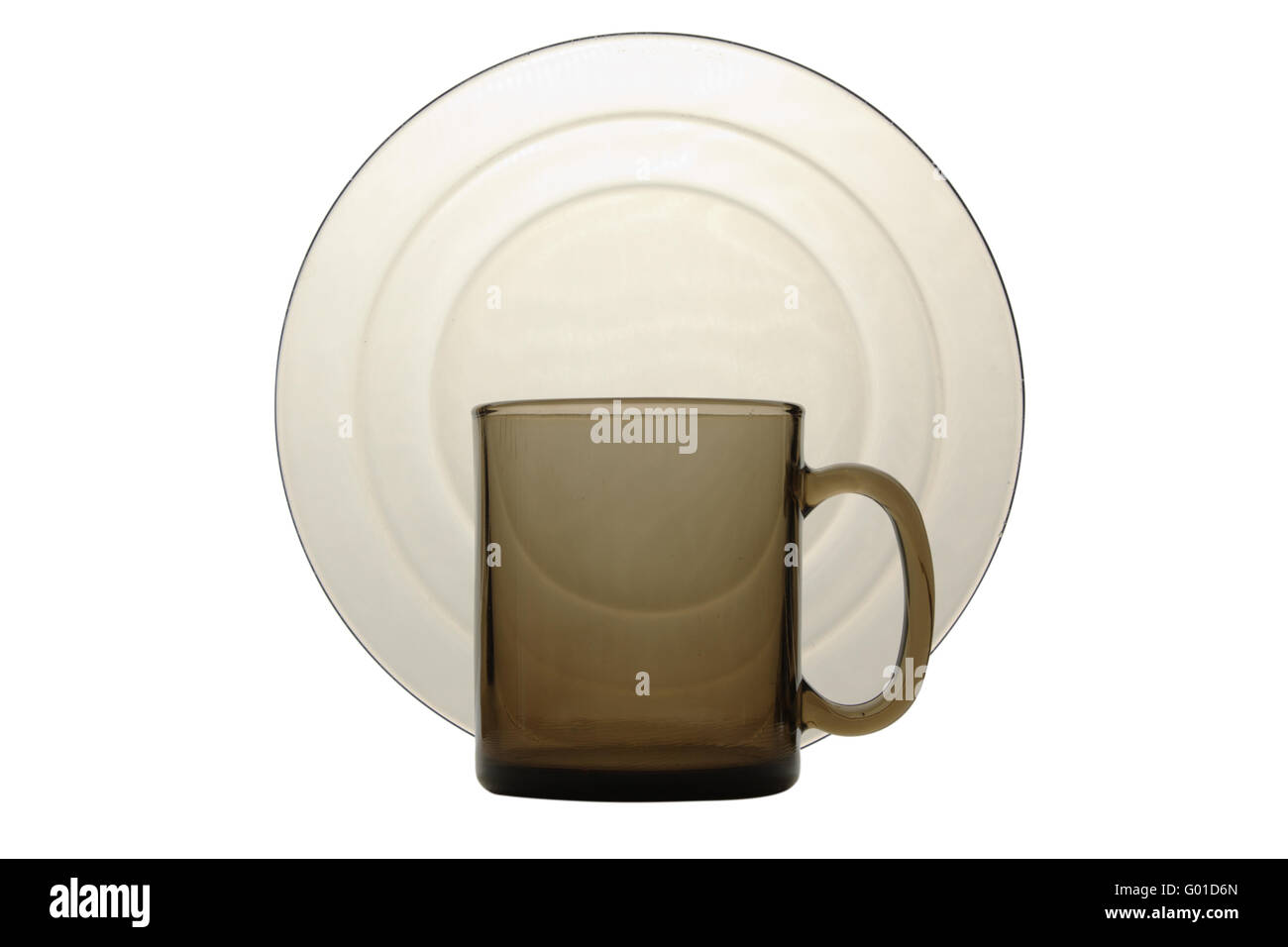 translucent glass cup and dish isolated on white Stock Photo - Alamy