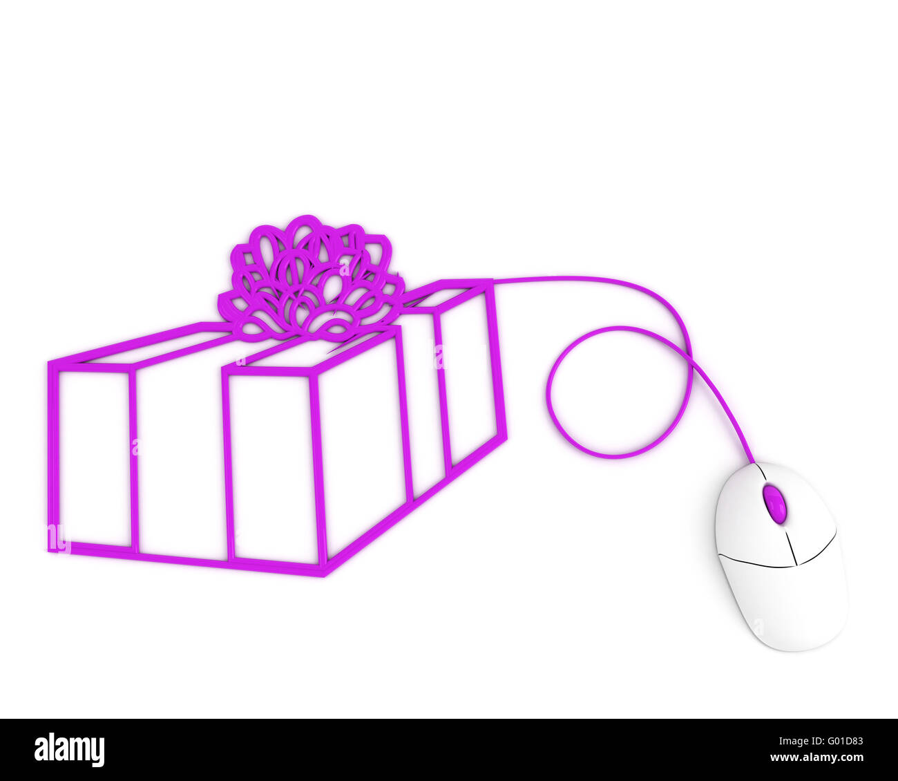 violet Christmas box depicted with computer mouse Stock Photo - Alamy