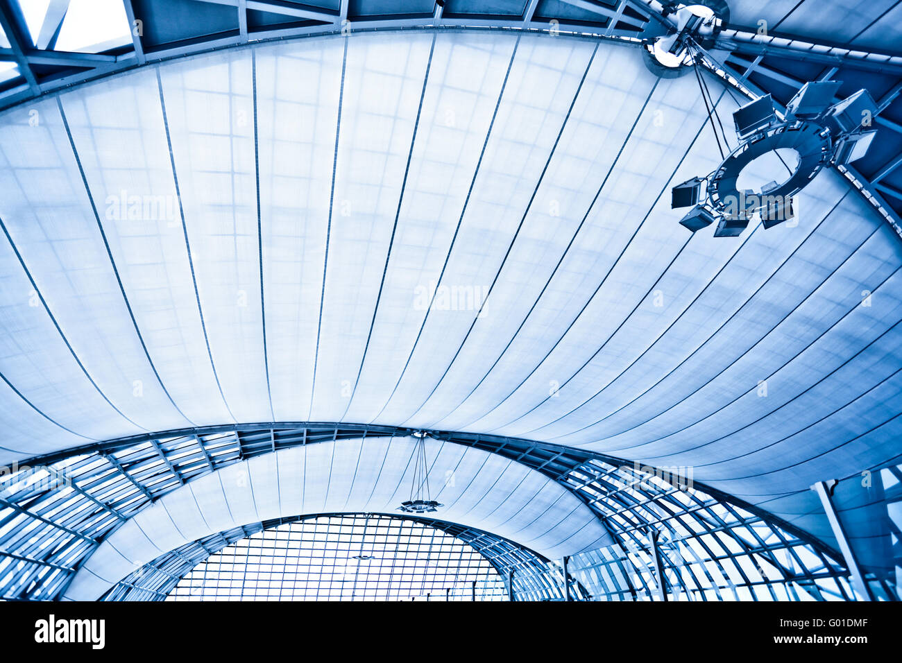 Abstract blue wide ceiling interior background Stock Photo - Alamy