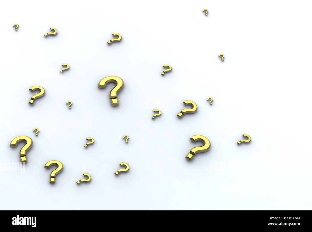 golden interrogation points on white background Stock Photo - Alamy