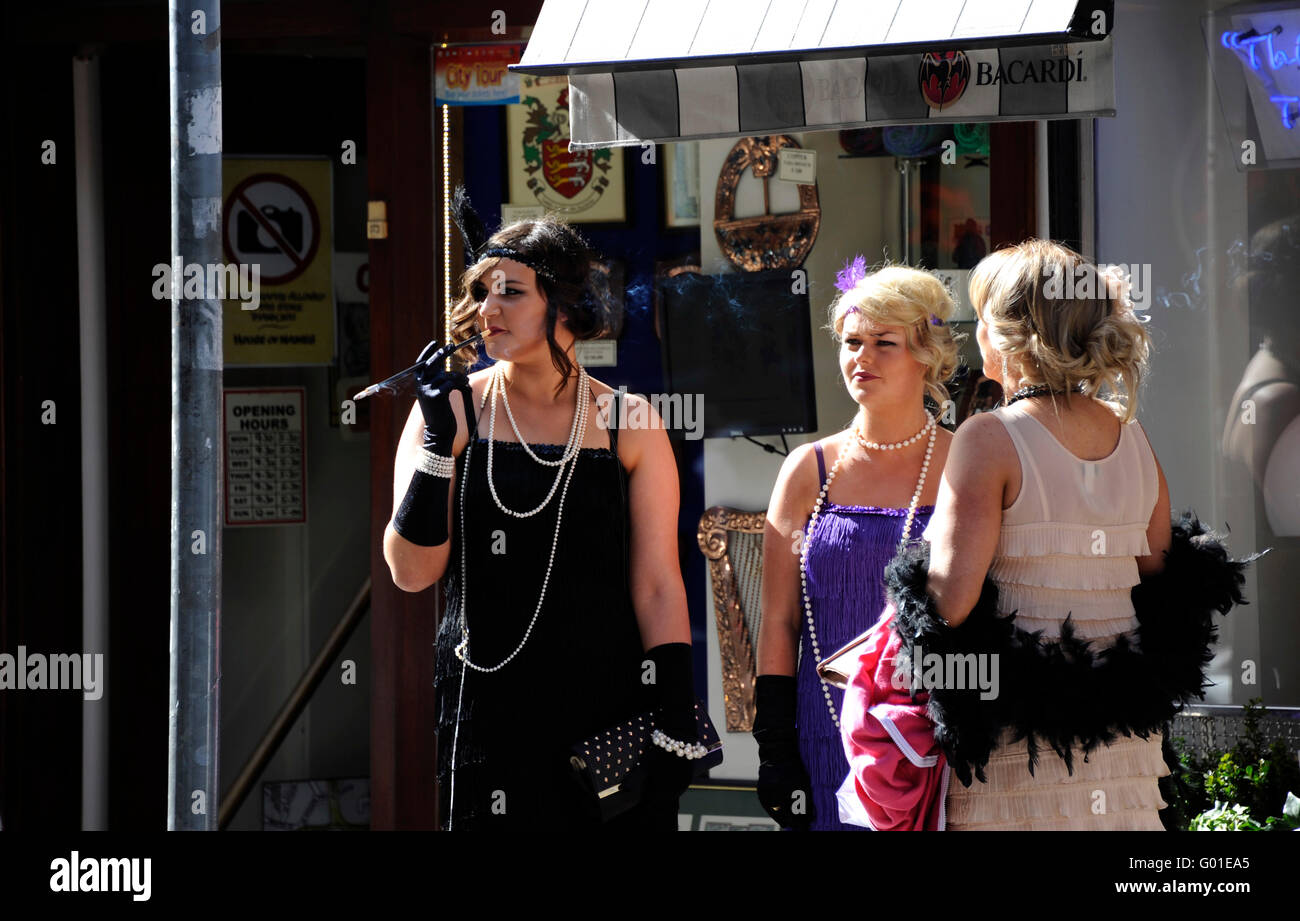 Girls dressed 1930 in Temple Bar, Dublin, Ireland Stock Photo - Alamy