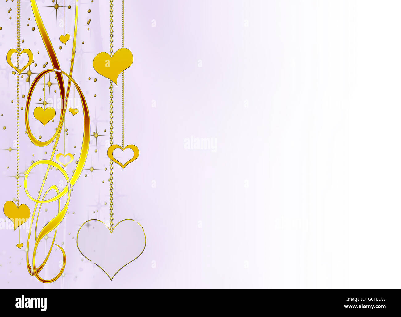 delicate elegant background with hearts and stars Stock Photo - Alamy