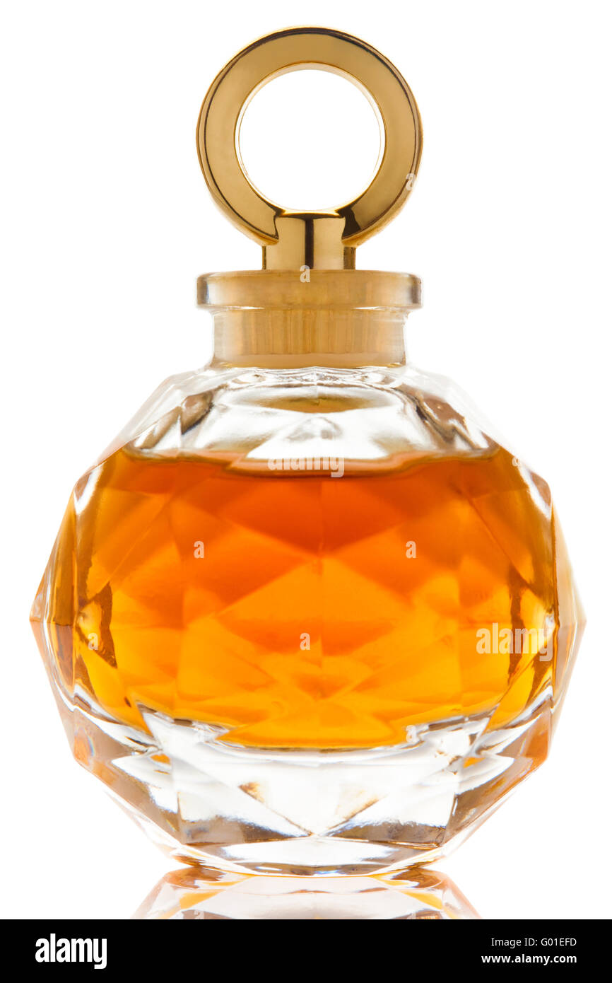 Perfume in a beautiful glass jar on white background Stock Photo - Alamy