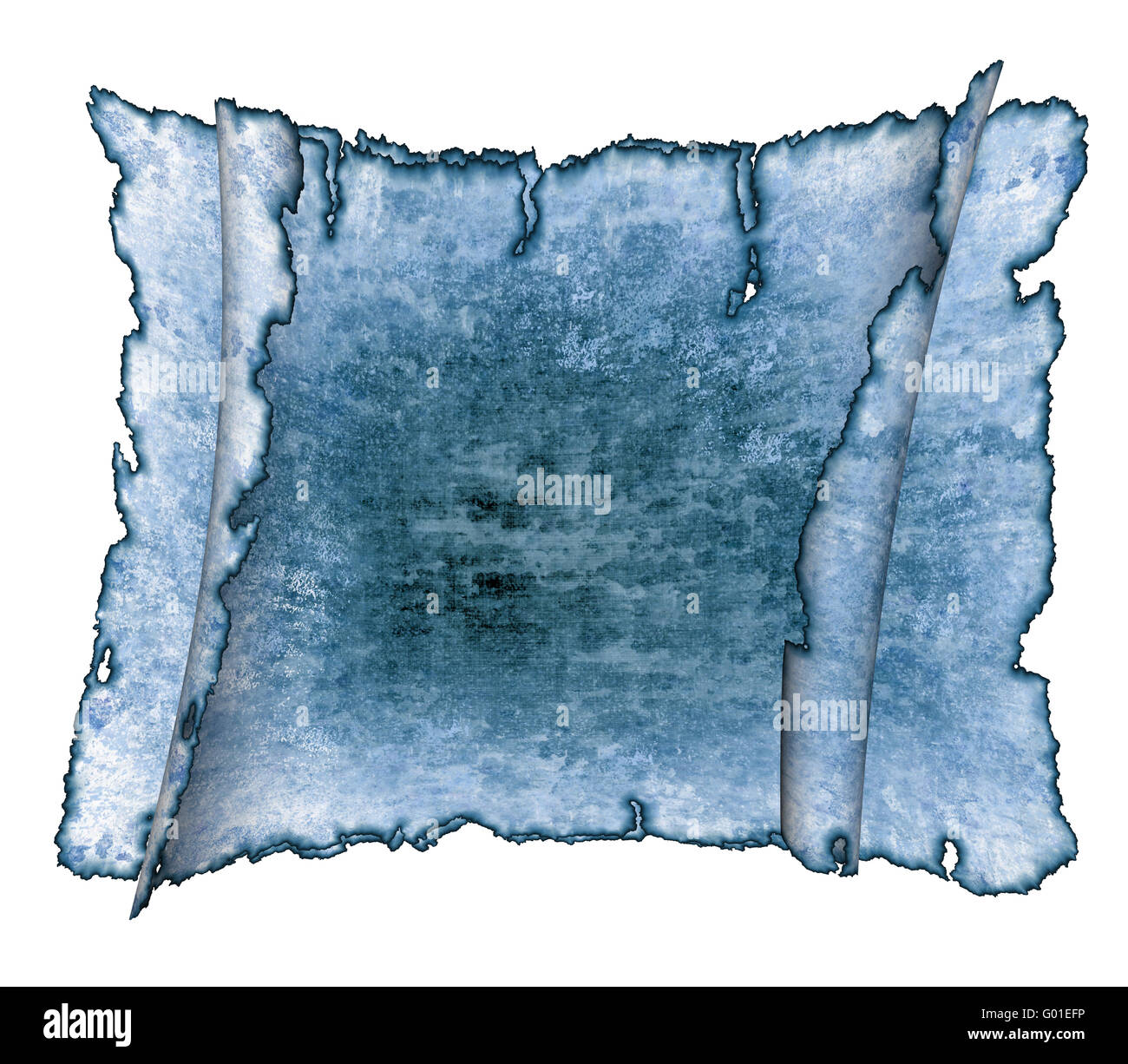 Old blue antique parchment paper scrolls, texture background isolated ...