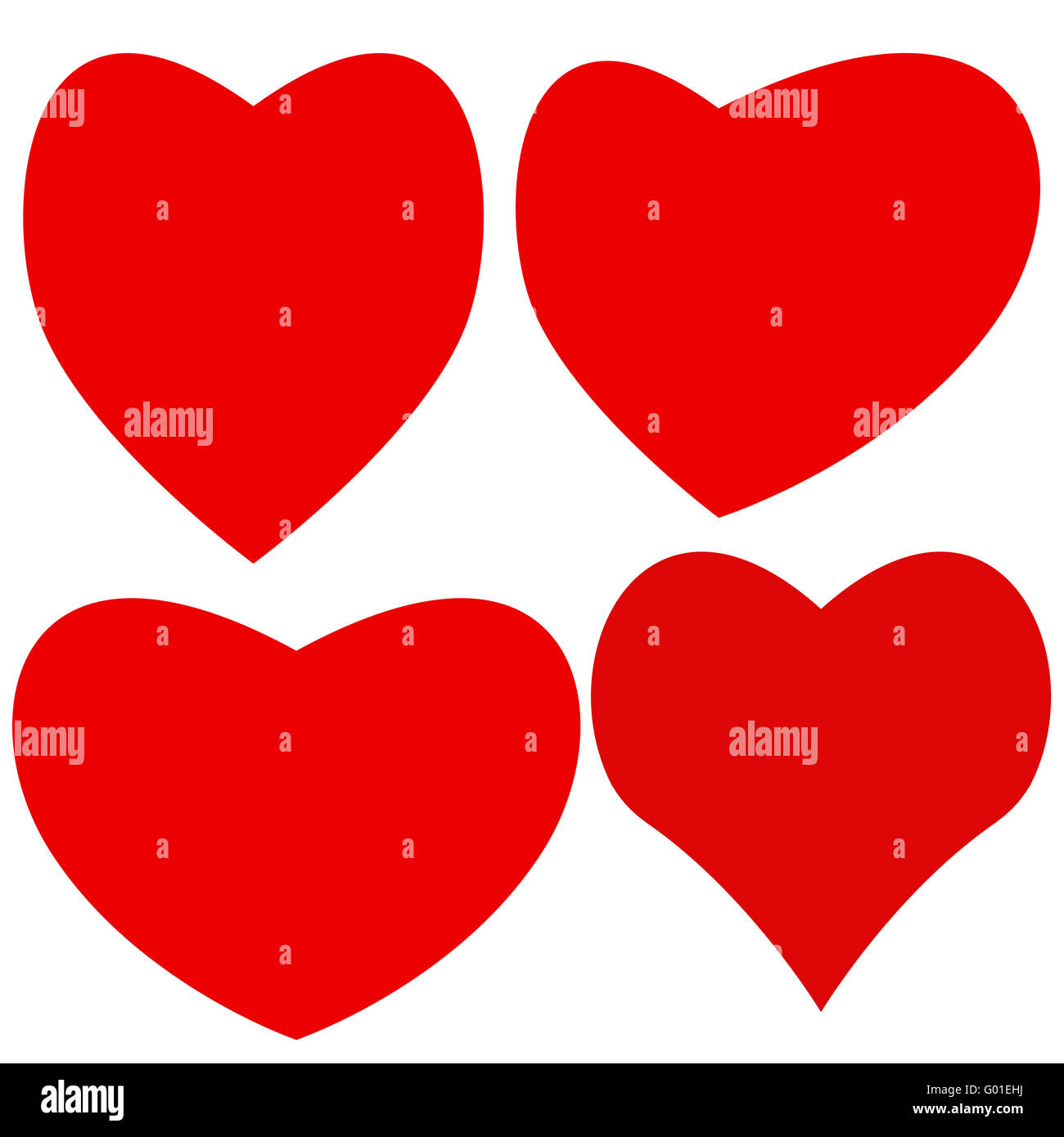 Set of four different hearts on white background Stock Photo - Alamy