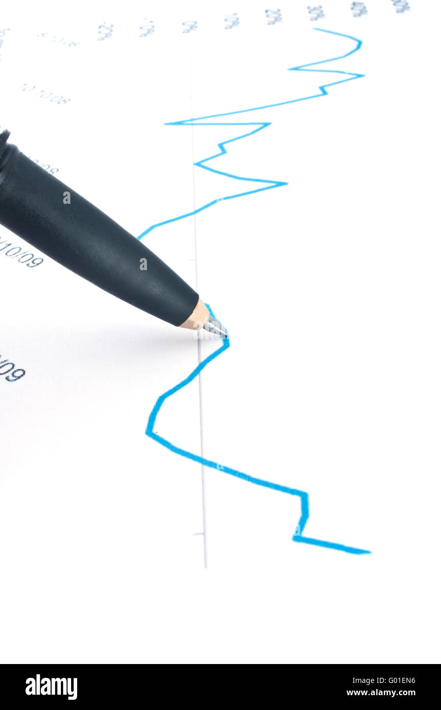 pen on graph (focus on the tip of the pen Stock Photo - Alamy