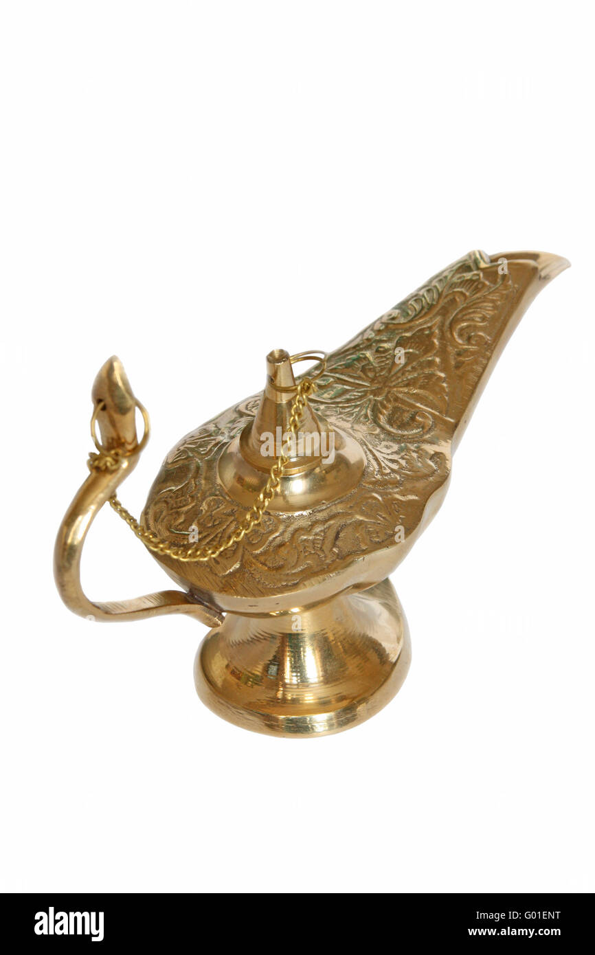 Genie lamp - symbol of the rapid success. Isolated on white Stock Photo ...