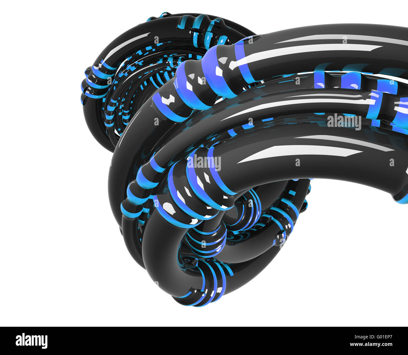 black futuristic cables with blue stripes isolated Stock Photo - Alamy