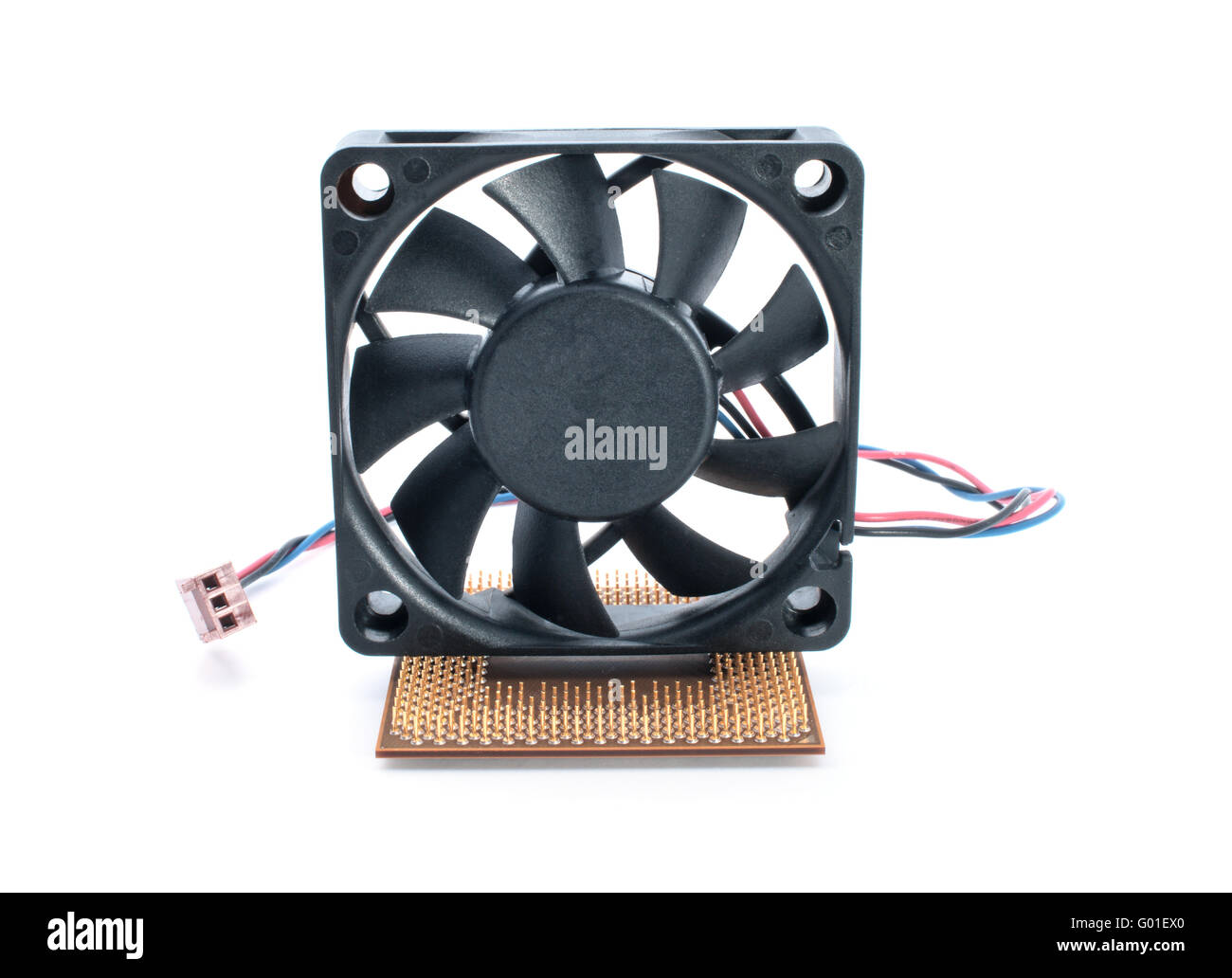 Microprocessor and fan on the white background Stock Photo - Alamy