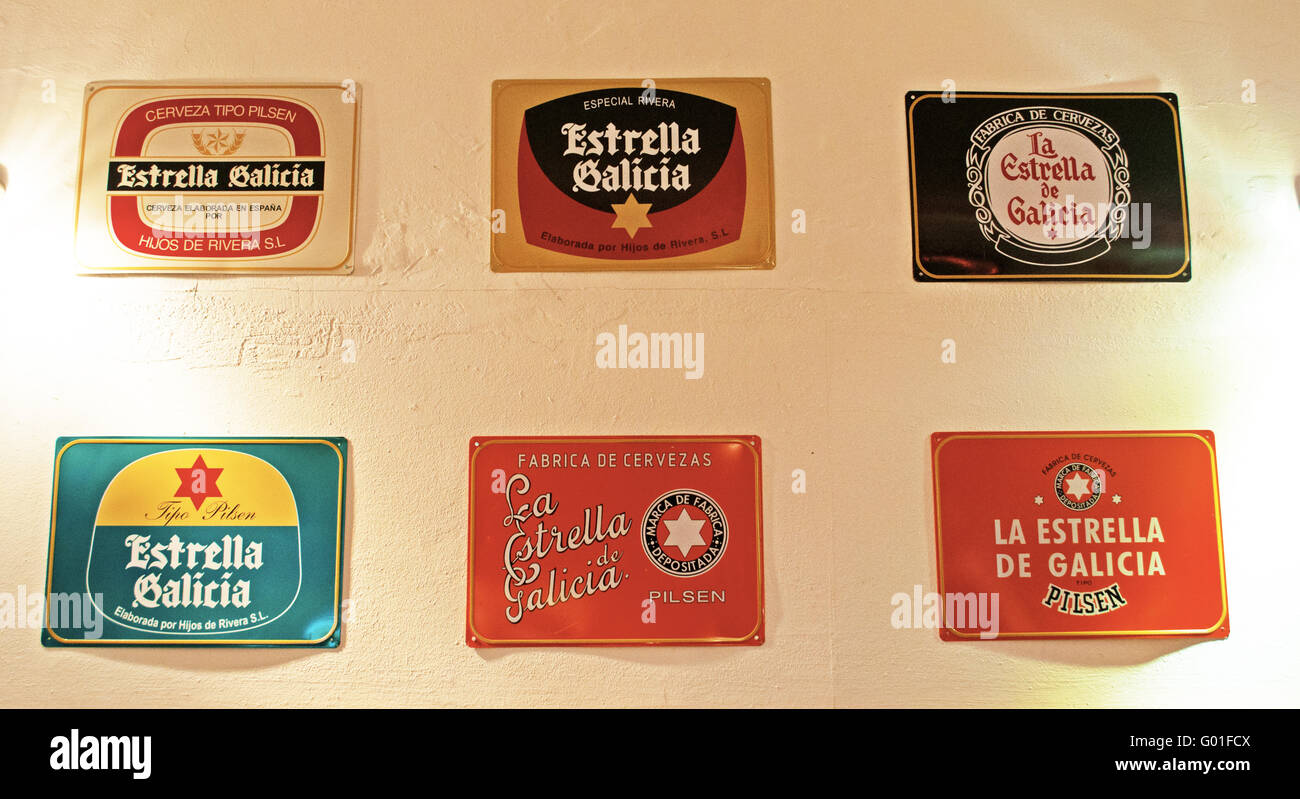 Menorca: the various logos of Estrella Galicia, one of the most famous ...