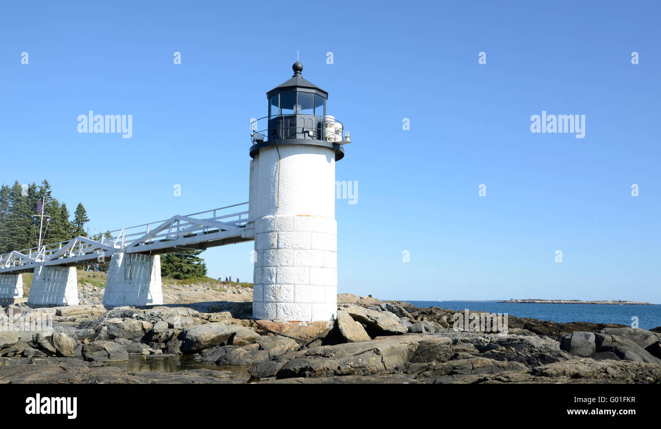 Marshall Point Lighthouse by the rugged coast of Maine Stock Photo - Alamy