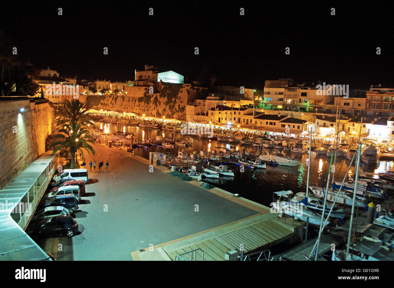 Menorca, Balearic Islands, Spain: panoramic view of the port of ...