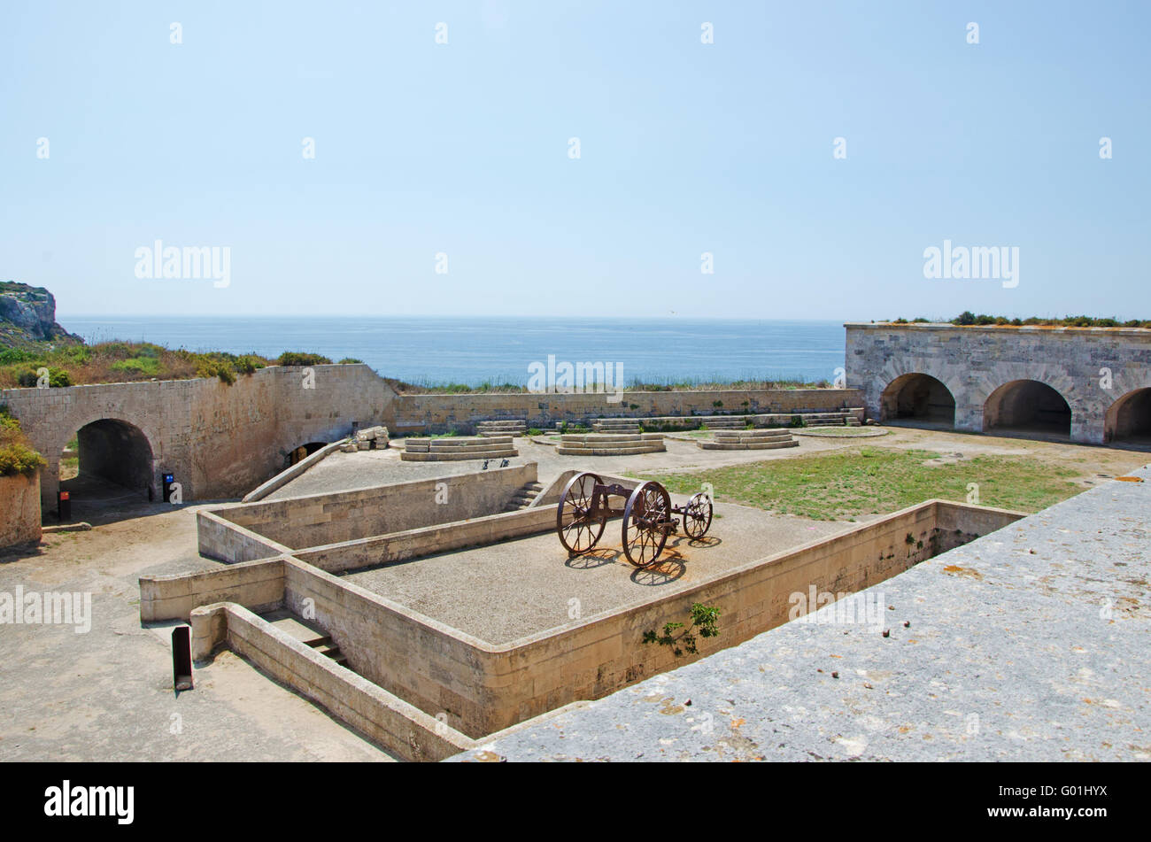 Menorca: view of Fortaleza de La Mola, the Fortress of Isabel II, a ...