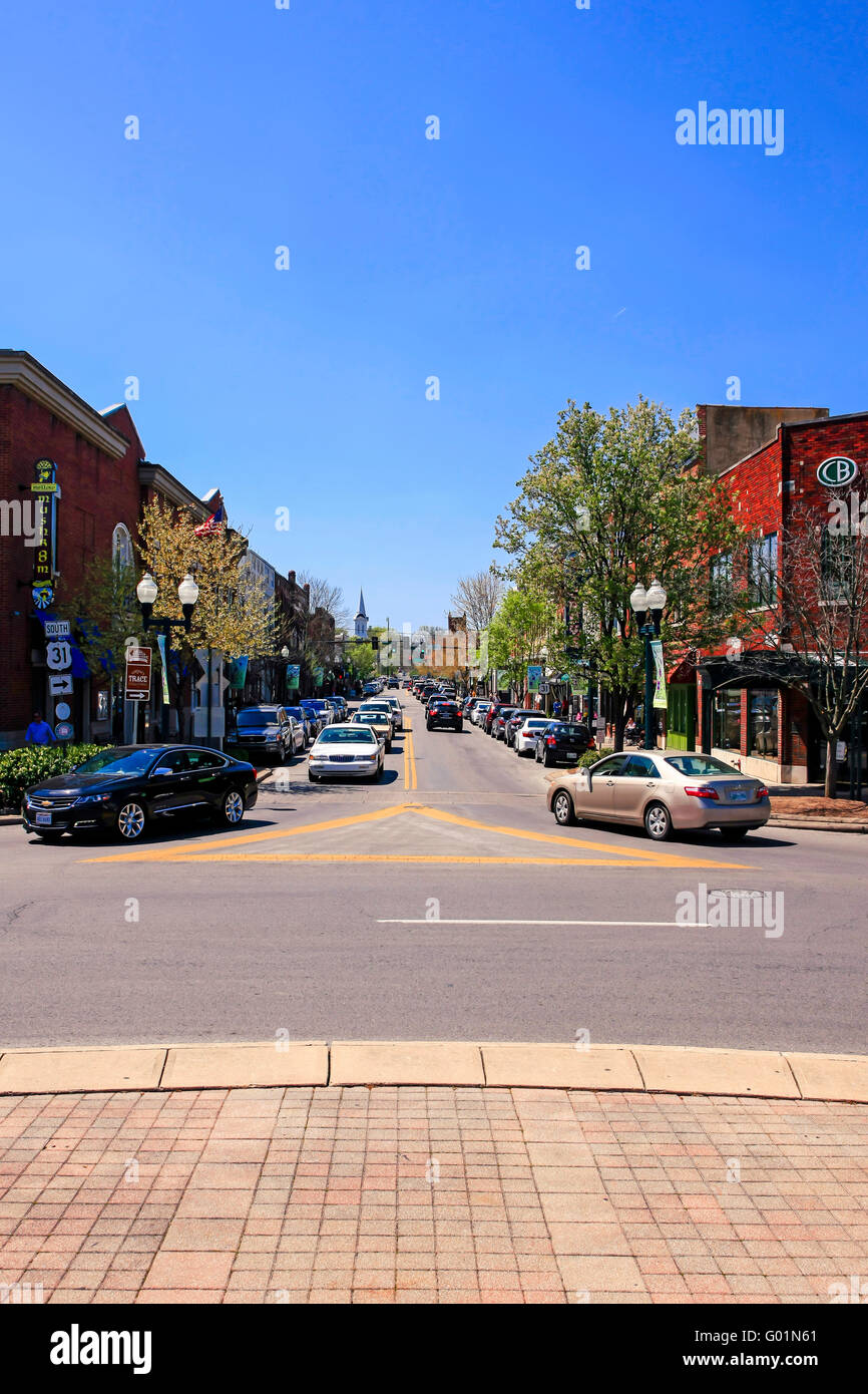 Traffic in the public Square in downtown Franklin, Tennessee, some 21 ...