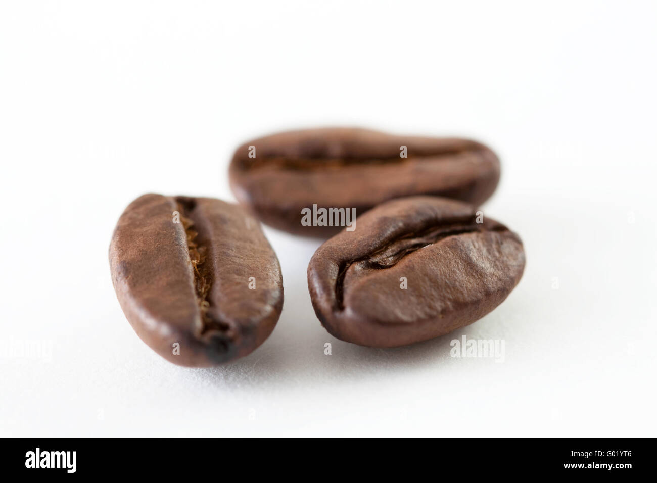 A close up shoot of some coffee beans isolated on white background ...