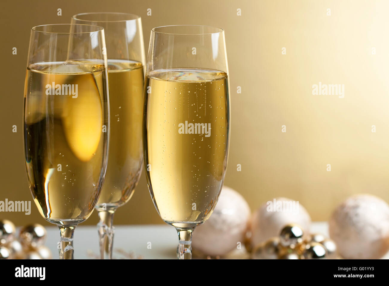 three glasses of champagne Stock Photo - Alamy