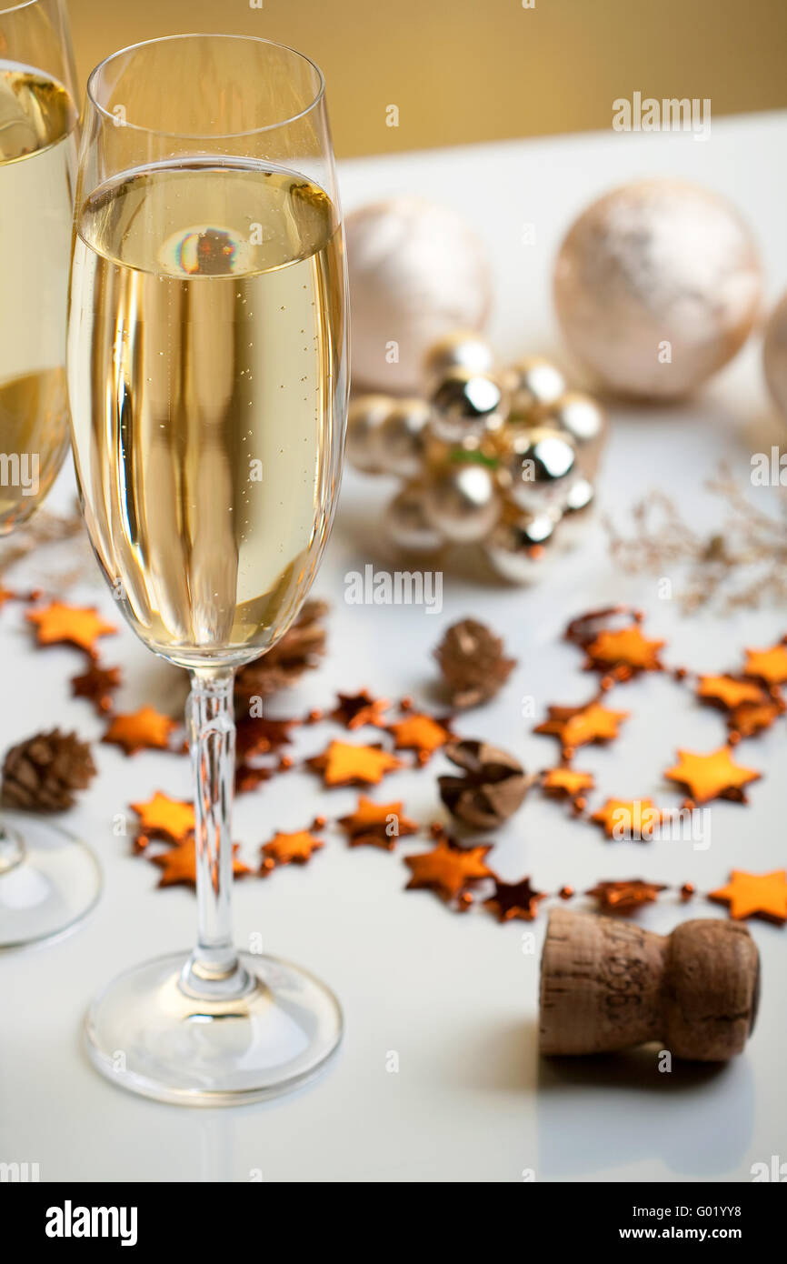 three glasses of champagne Stock Photo - Alamy