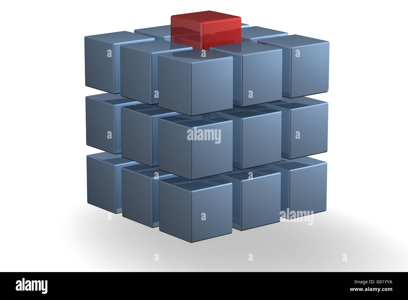 a blue cube with a middle red cube as part of the whole Stock Photo - Alamy