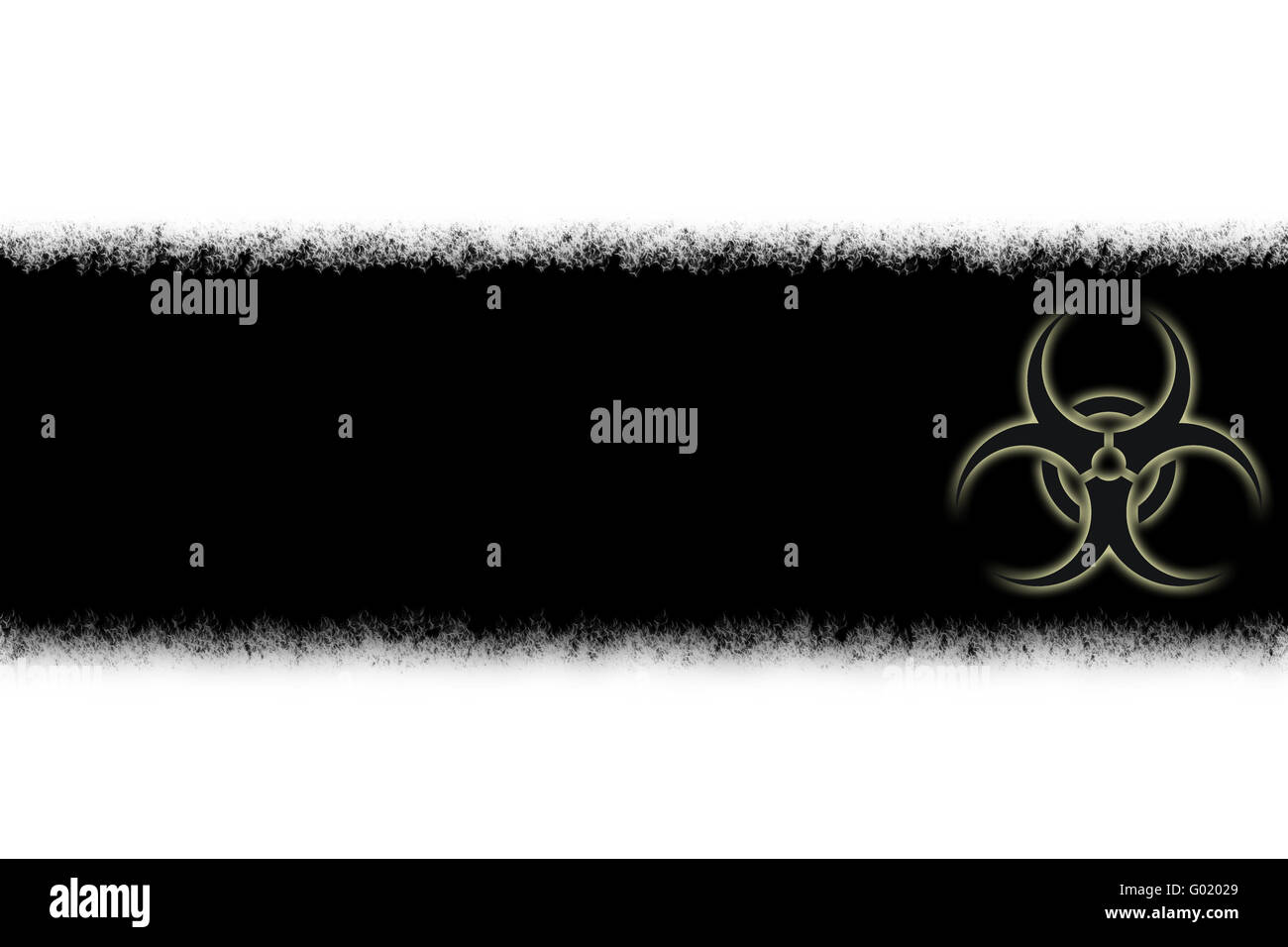 An abstract background with black banner and glowing biohazard sign ...