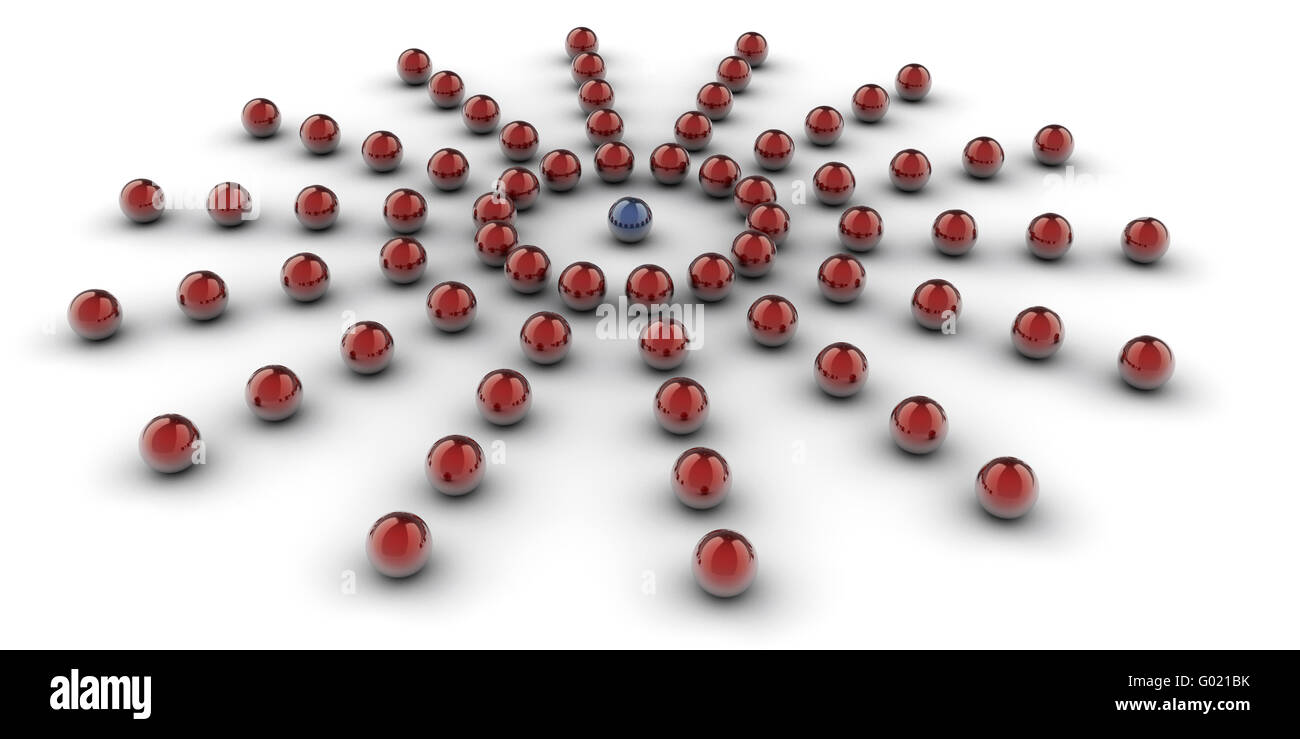A set of blue and red balls as concept for teamwork Stock Photo - Alamy