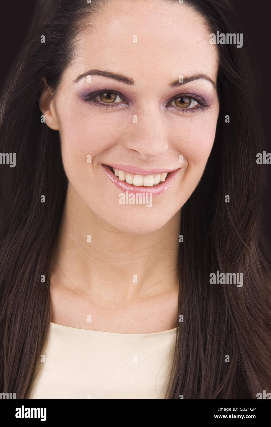 Beautiful young woman face. Close up. image without hard re-touch all ...