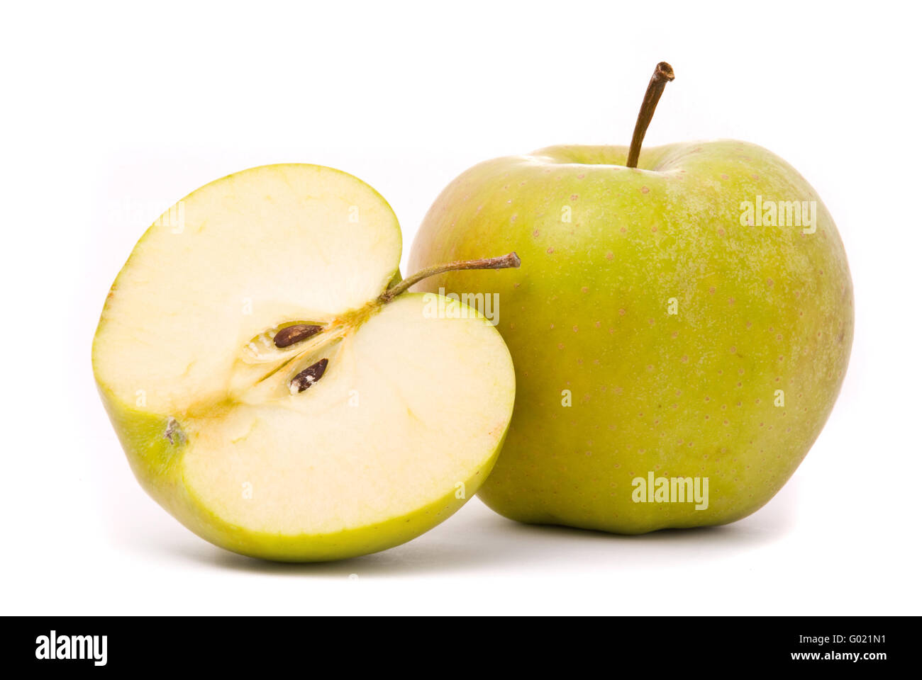 Green ripe apple isolated on white background Stock Photo - Alamy