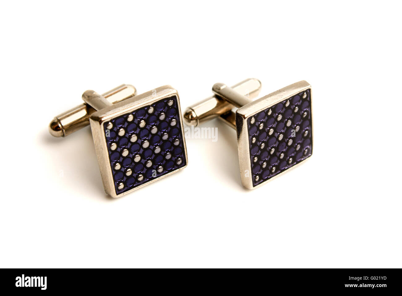 a pair of stainless steel cufflinks on white Stock Photo - Alamy
