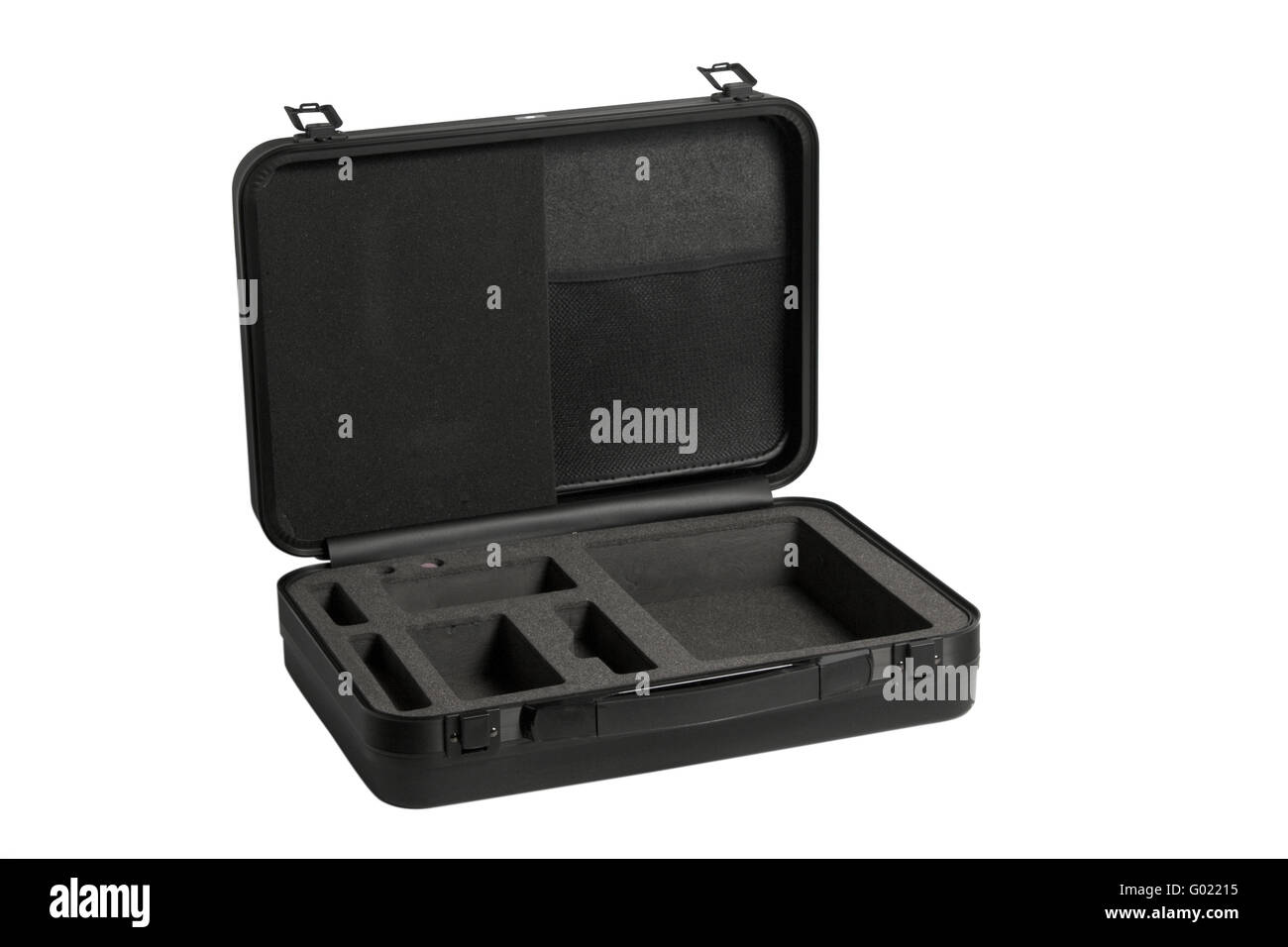 the opened black case isolated on white background Stock Photo - Alamy