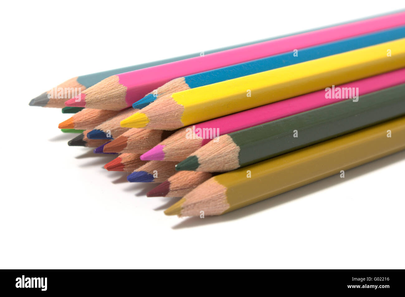 The ends of the sharpened color pencils isolated on white Stock Photo ...