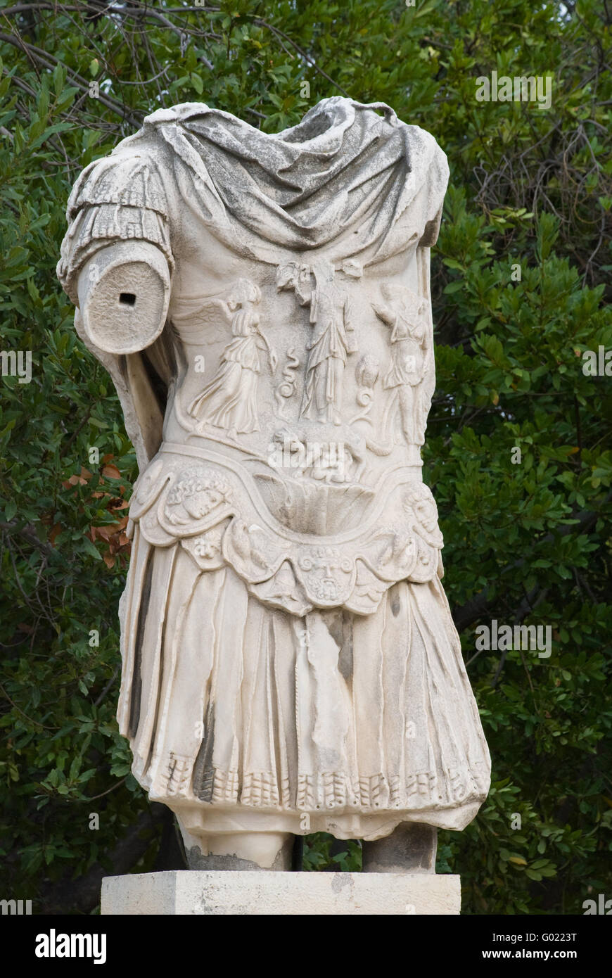 Statue of the Emperor Hadrian at the Ancient Agora of Athens Stock ...